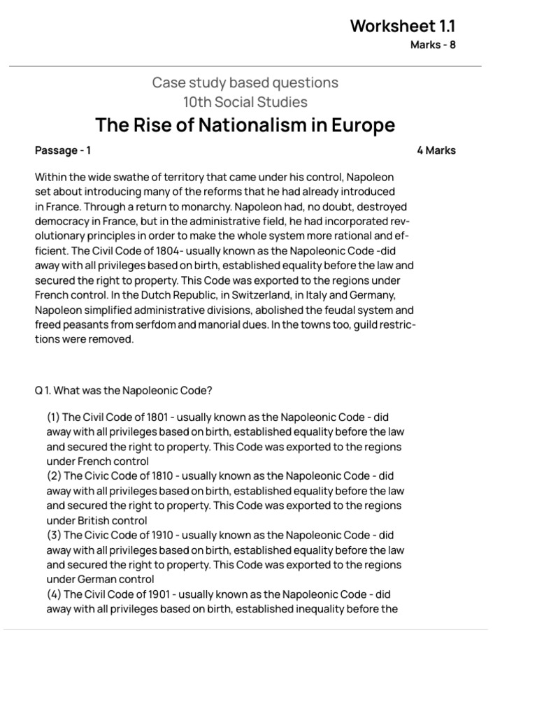 The Rise of Nationalism in Europe WORKSHEET 1 | PDF | German Empire ...