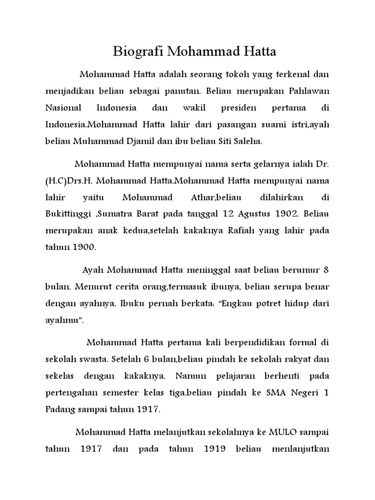 Biografi Mohammad Hatta | PDF