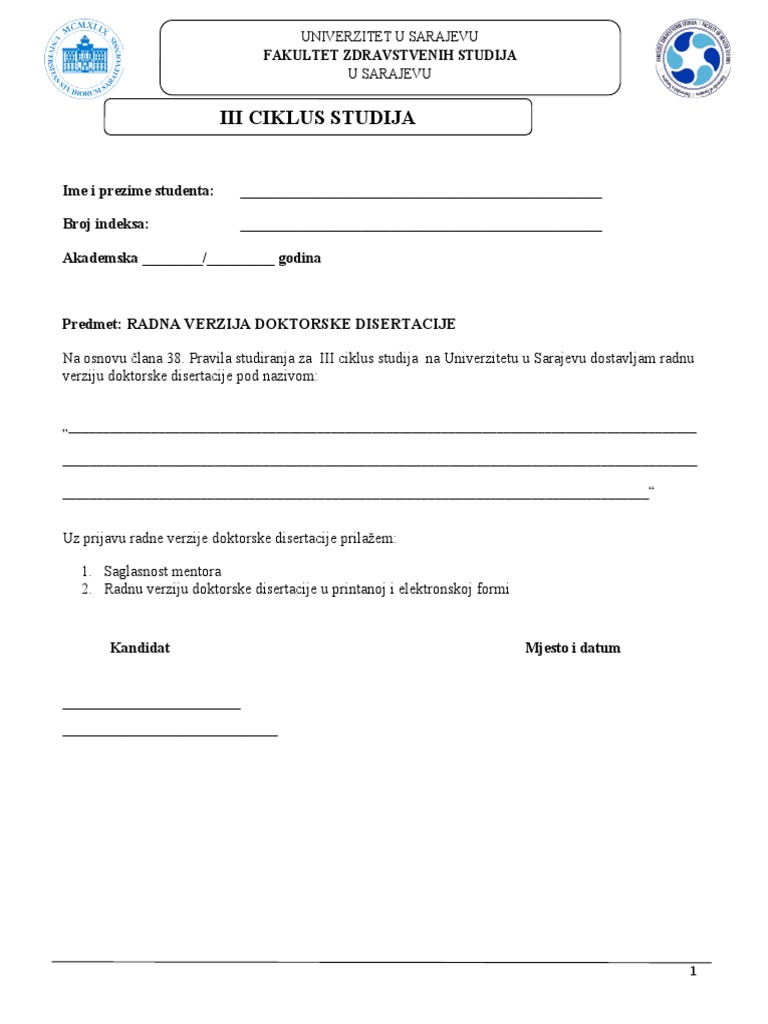 Prijava Verzije | PDF