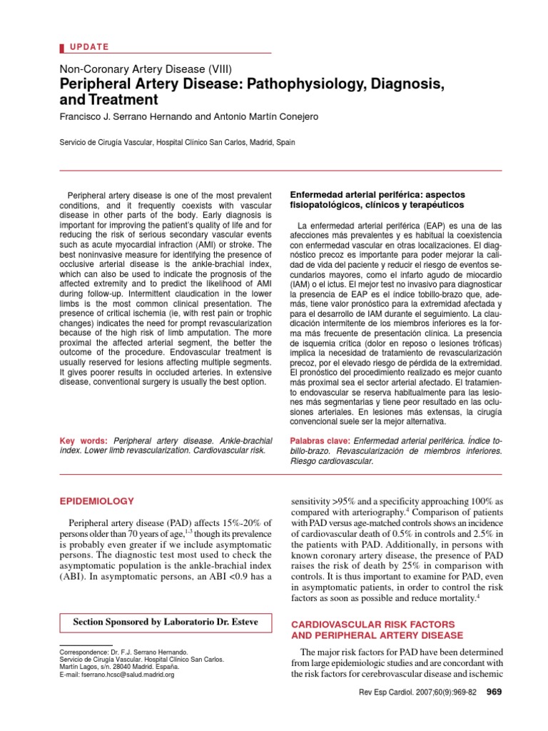 Peripheral Artery Disease: Pathophysiology, Diagnosis, and Treatment ...