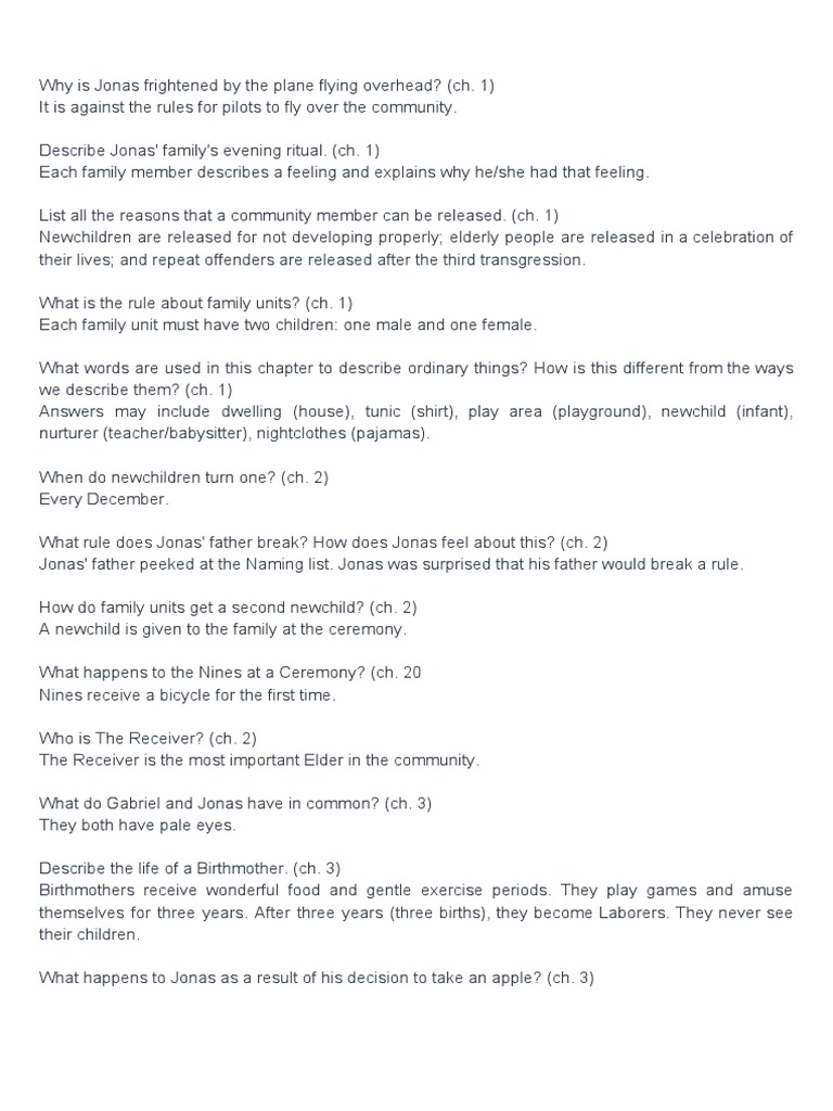 The Giver quiz | PDF | The Giver