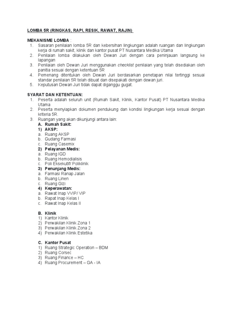 Lomba 5R di PT Nusantara Medika Utama | PDF