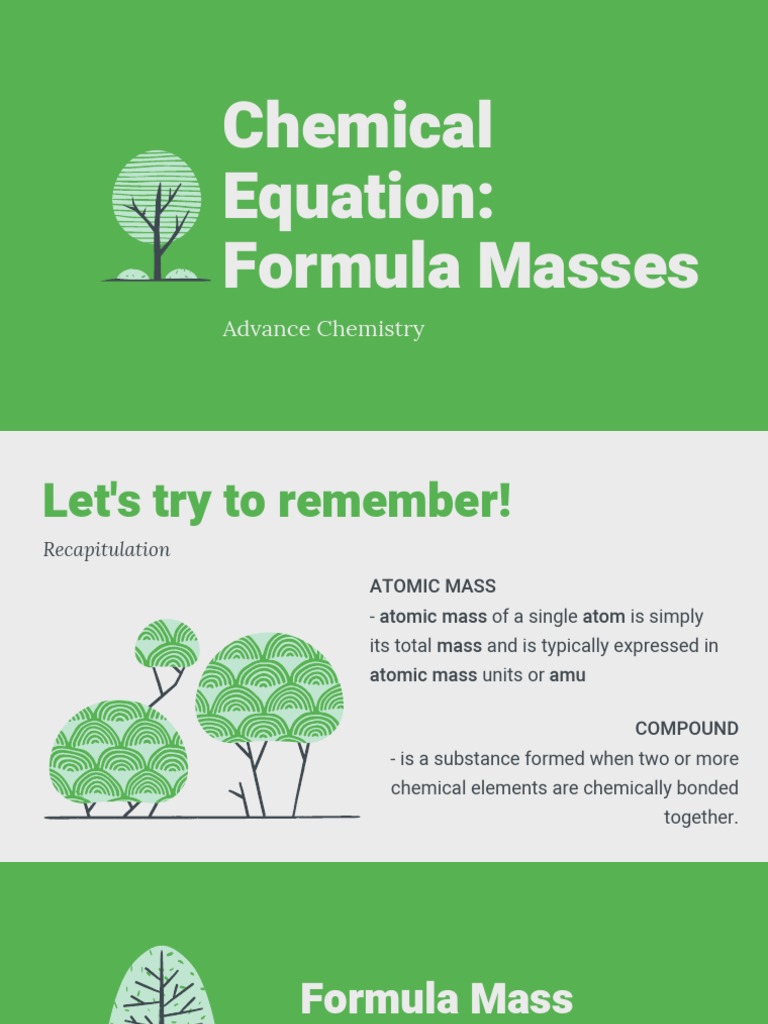 Formula Mass | PDF | Chemical Compounds | Molecules