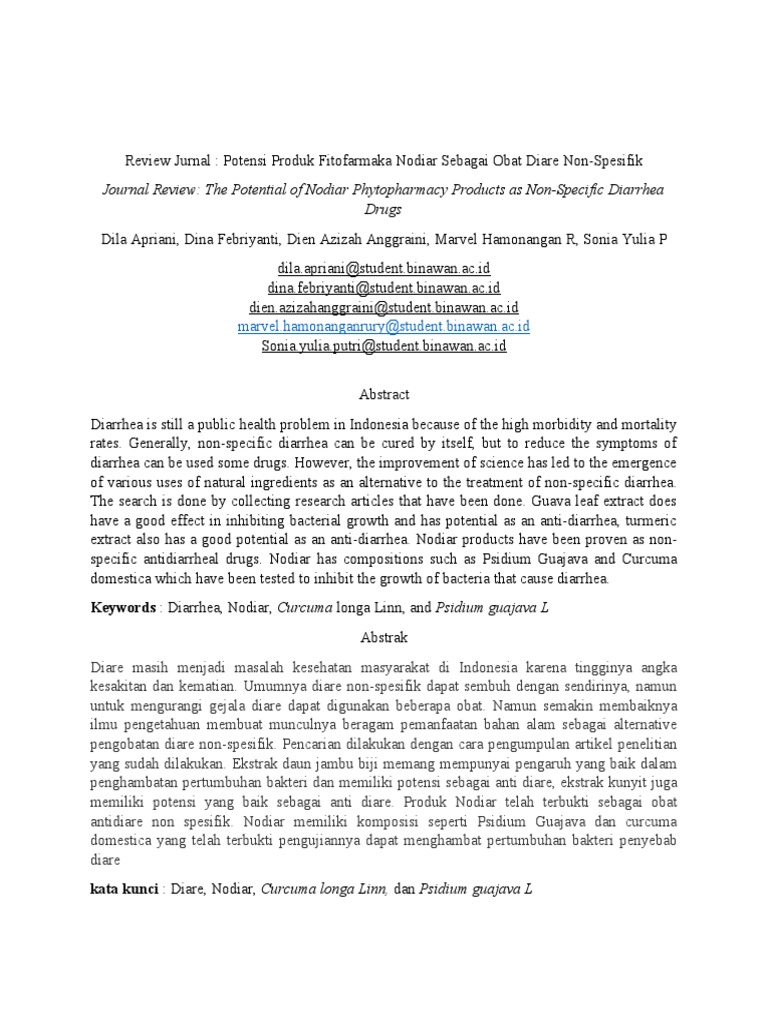 Review Jurnal Fitoterapi Kelompok C (Nodiar) | PDF