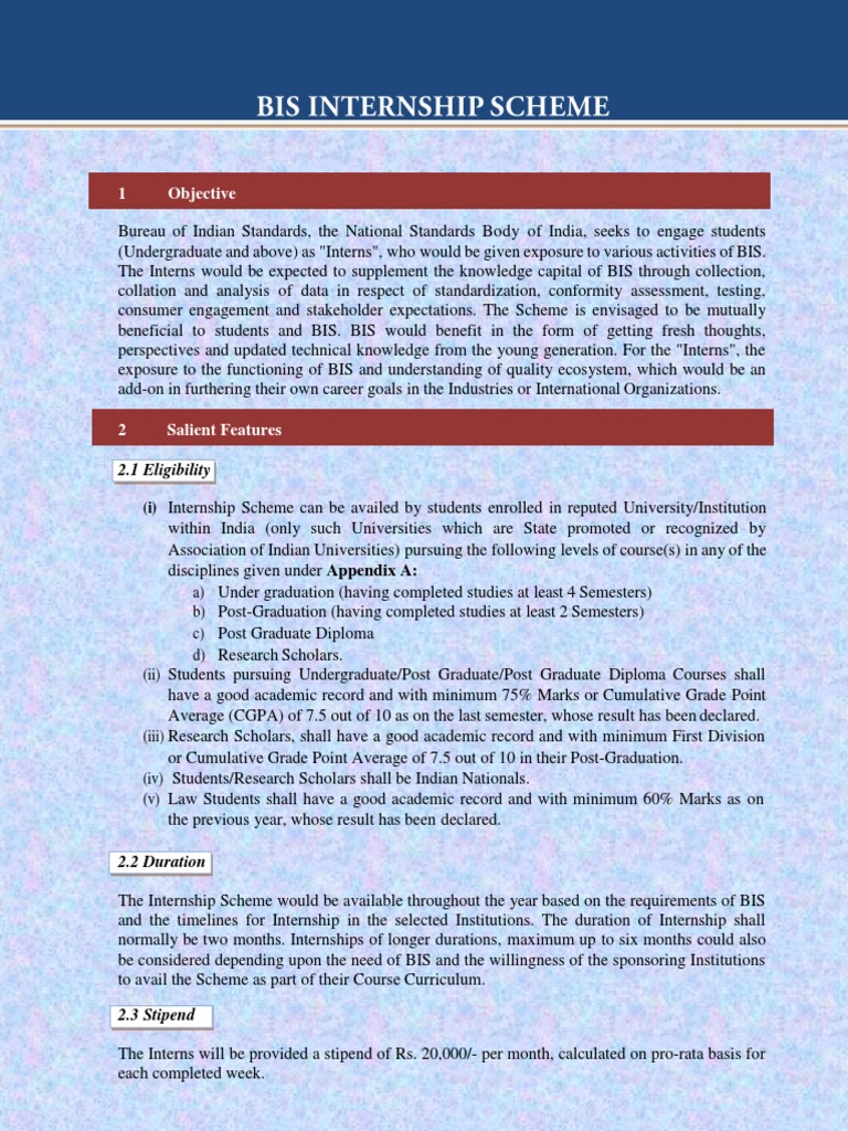 BIS Internship Scheme | PDF | Postgraduate Education | Internship