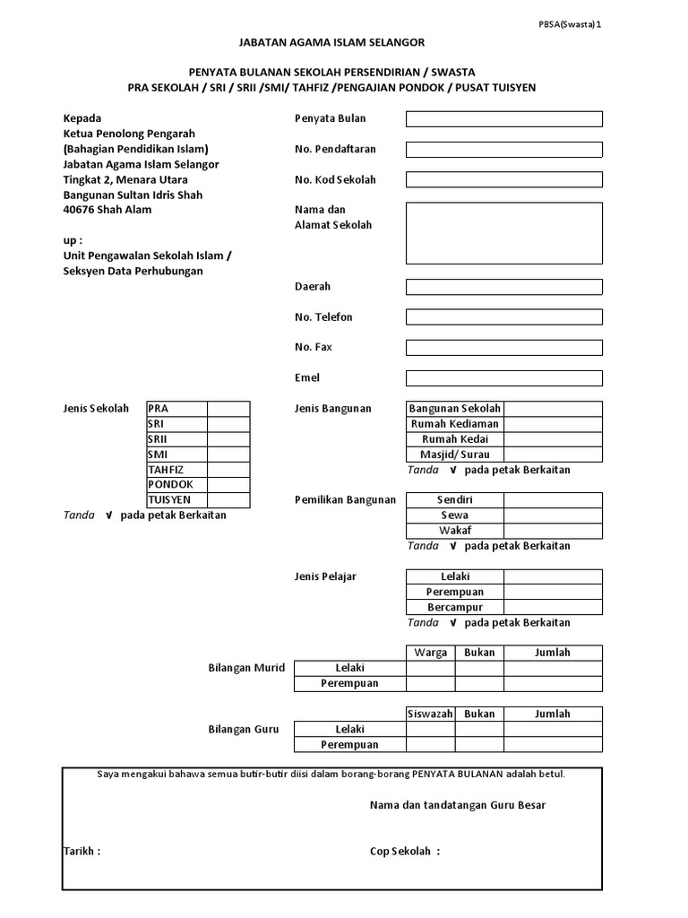 Contoh Riten Sekolah Agama Islam Persendirian | PDF