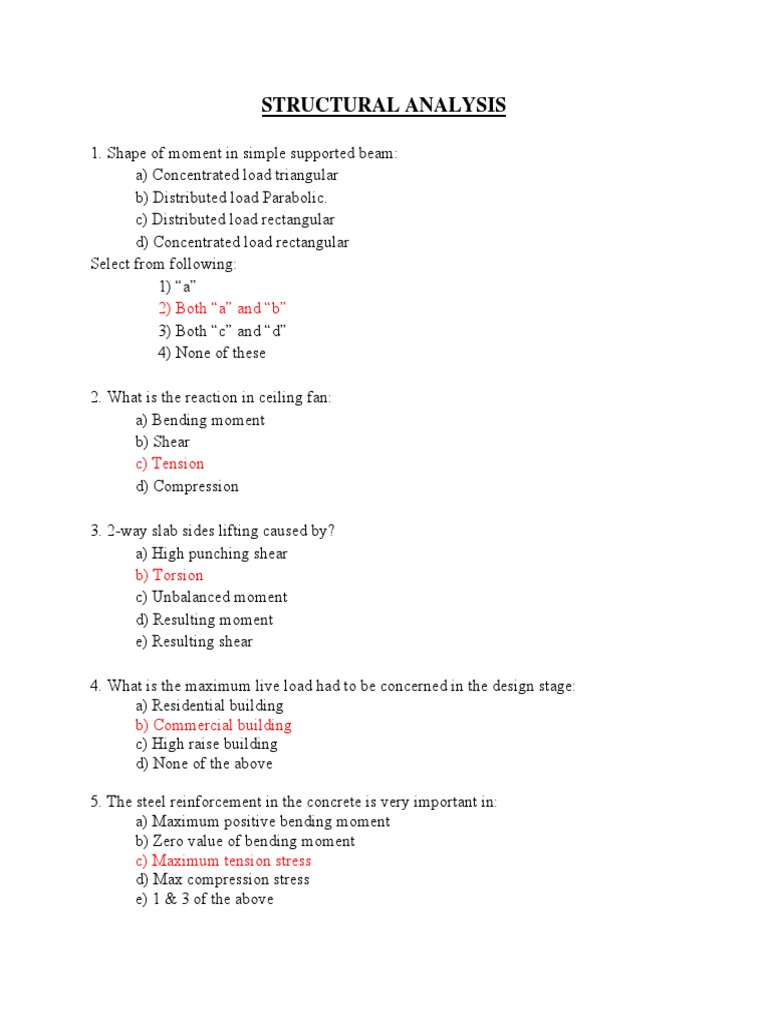 01.structural Analysis Question (Qwah) | PDF | Bending | Beam (Structure)