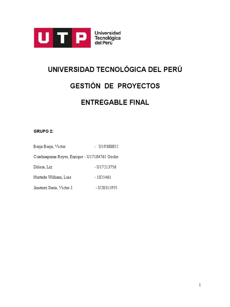 Gestion - Proyectos - Grupo2 - Entregable Final | PDF | Sistema de ...
