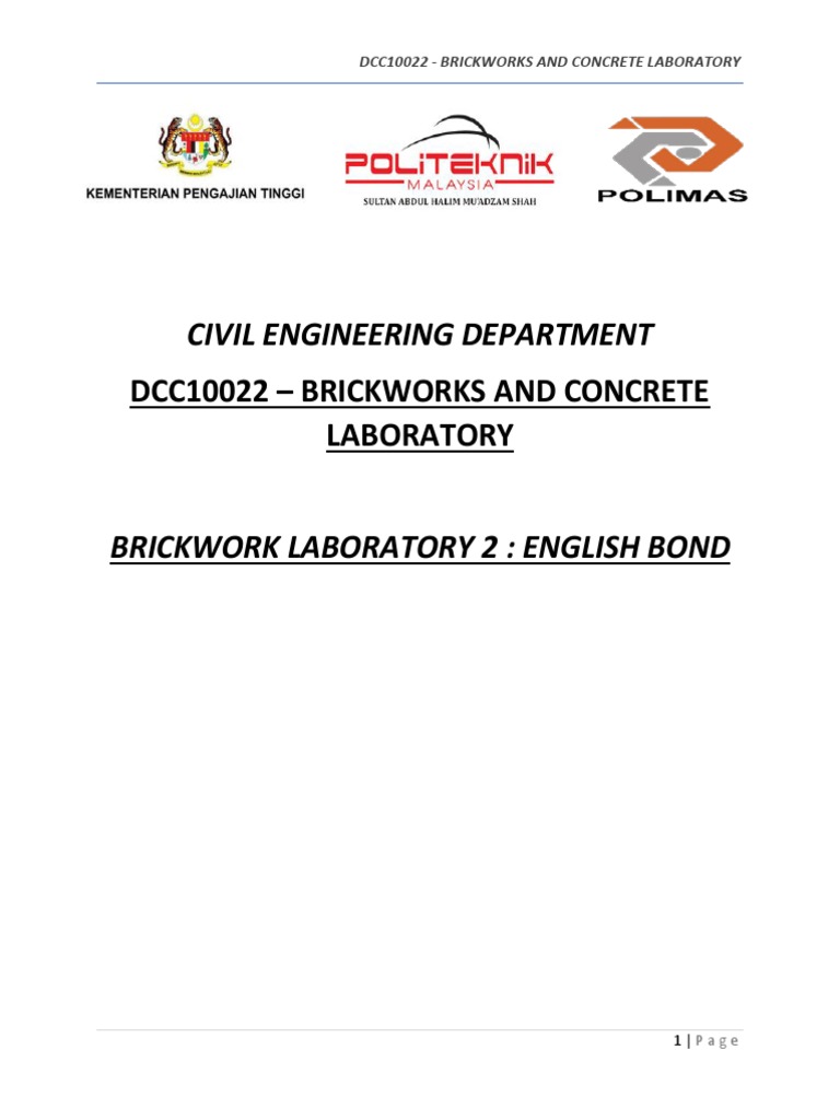 Report Politeknik Brickwork English Bond | PDF | Brick | Building