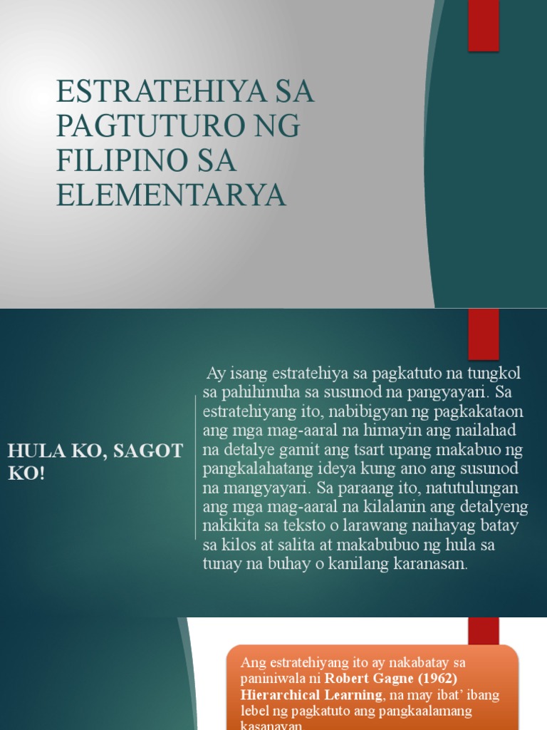 Estratehiya Sa Pagtuturo NG Filipino Sa Elementarya | PDF