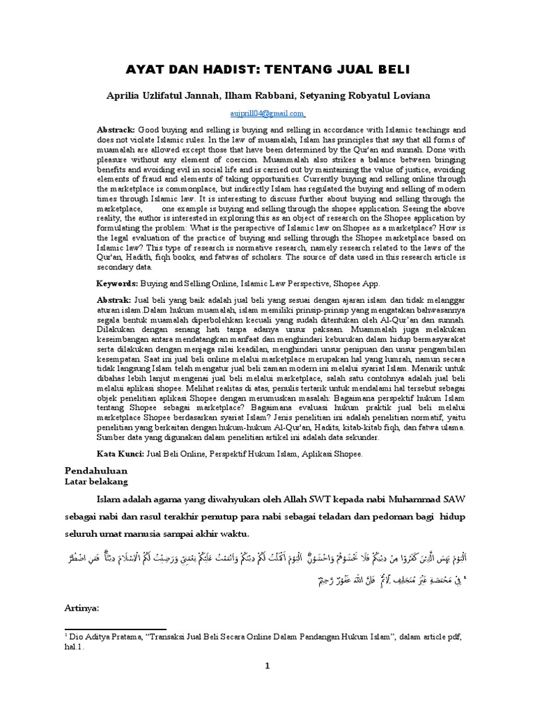 Ayat Dan Hadist Kel 6 | PDF | Sharia | Islamic Philosophy