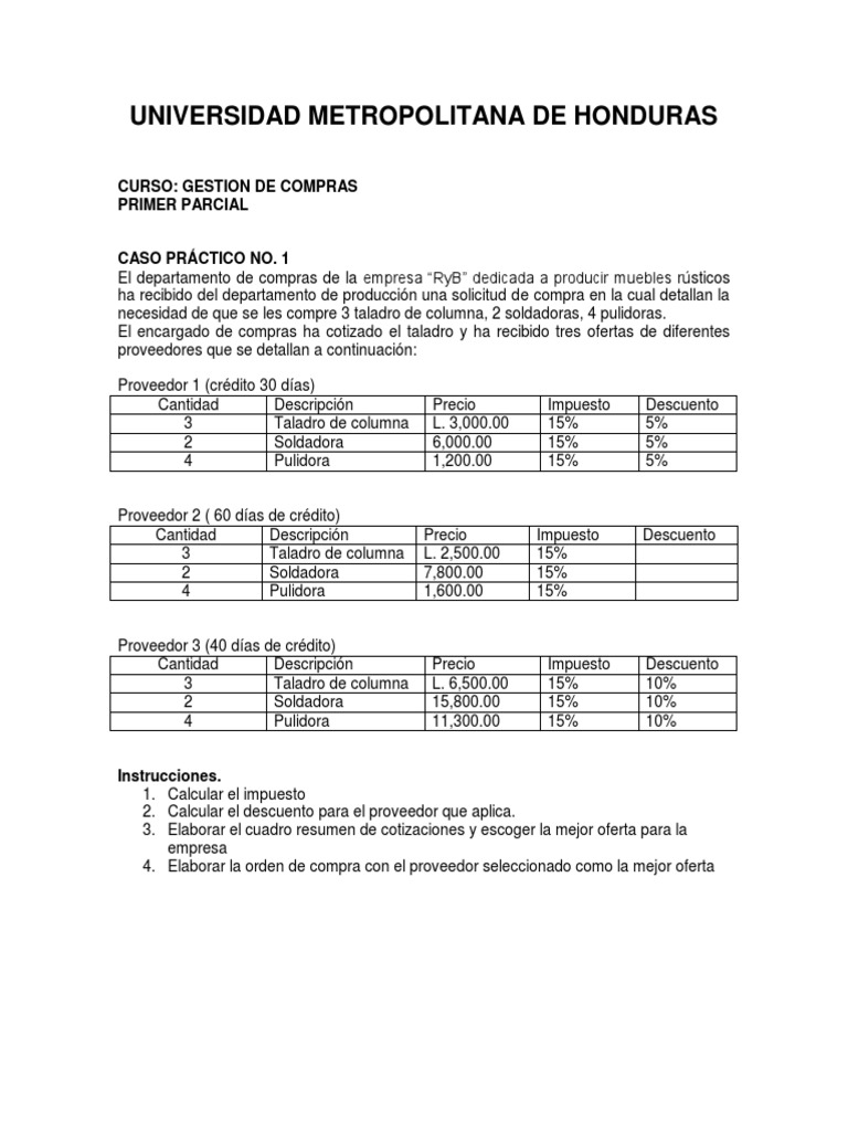 Caso Practico No. 1 Gestión de Compras | PDF