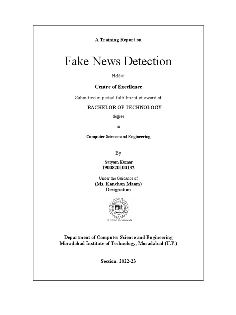 Fake News Detection Project Report | PDF | Python (Programming Language ...