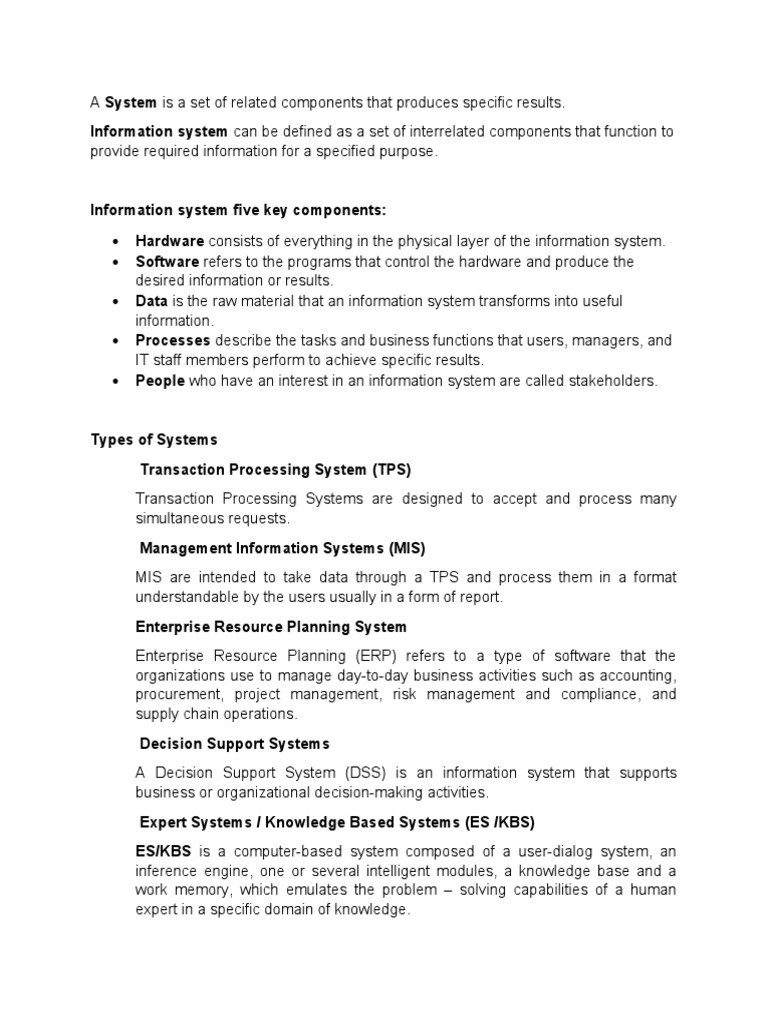 A System Is A Set of Related Components That Produces Specific Results | PDF | Conceptual Model ...