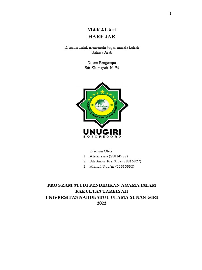 Pengertian dan Peran Harf Jar | PDF | Seni & Disiplin Bahasa | Agama ...