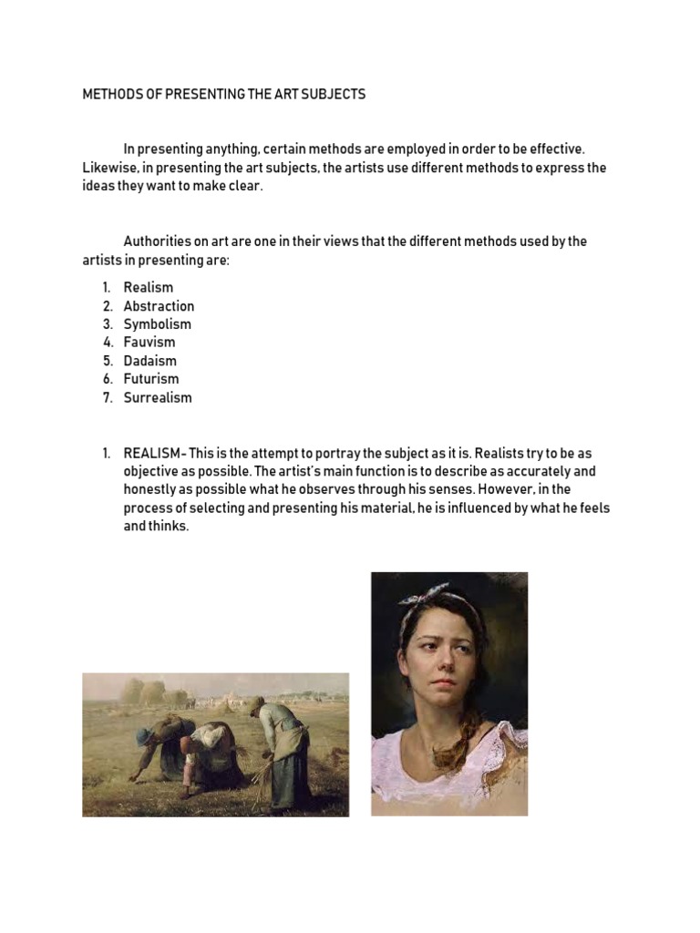 Art Presentation Methods Explained | PDF | Abstract Art | Symbolism (Arts)