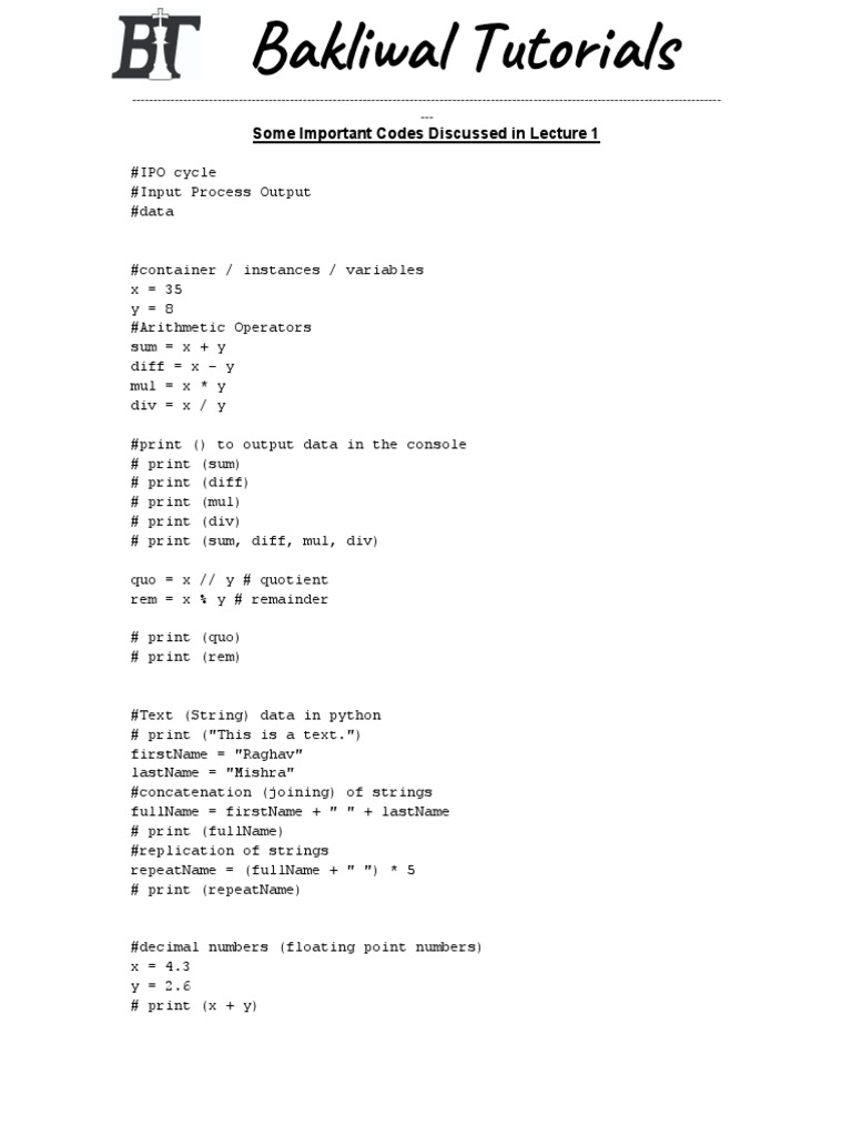 Important Python Codes from Lecture 1 | PDF | Theoretical Computer Science | Computer Science