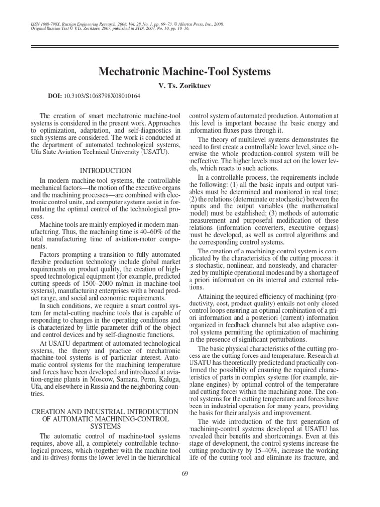Mechatronic Machine-Tool System | PDF | Automation | Mechatronics