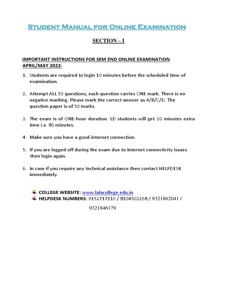 SFC Student Manual For Online Exam | PDF | Login | Test (Assessment)