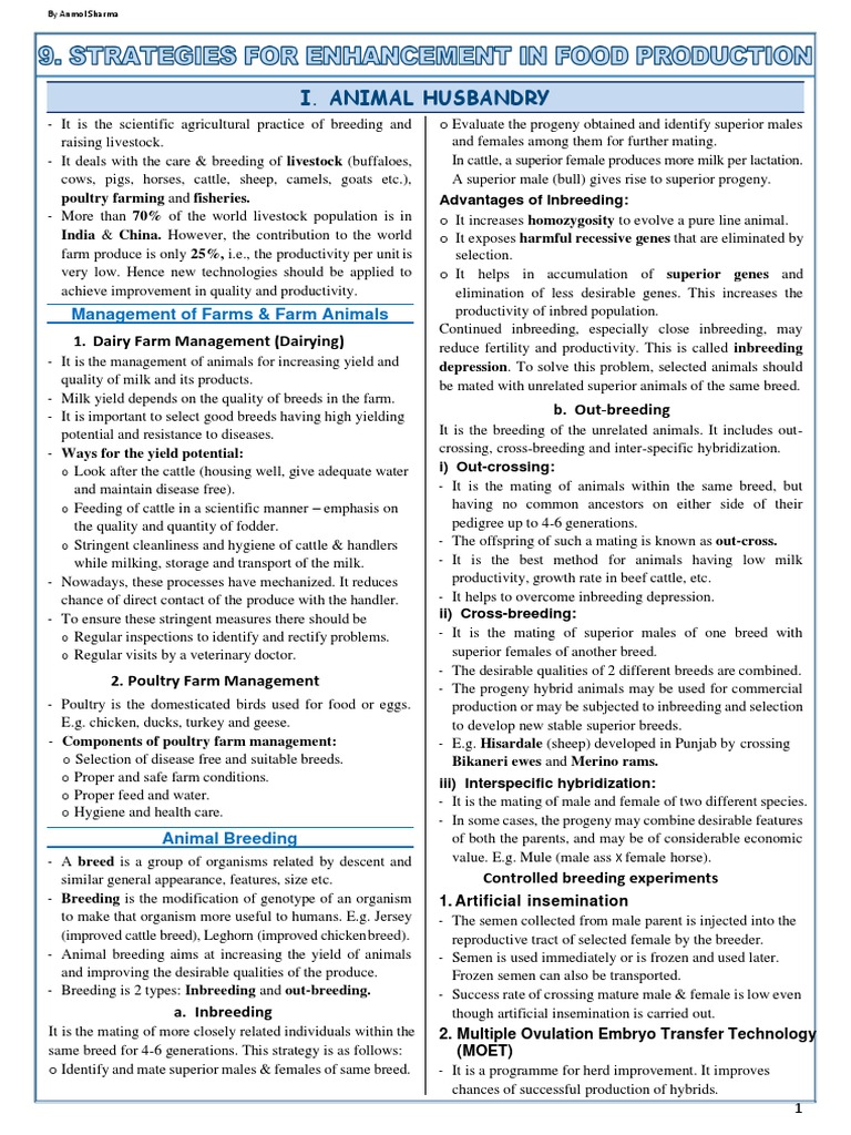 9 Strategies For Enhancement in Food Production Notes | PDF | Plant ...