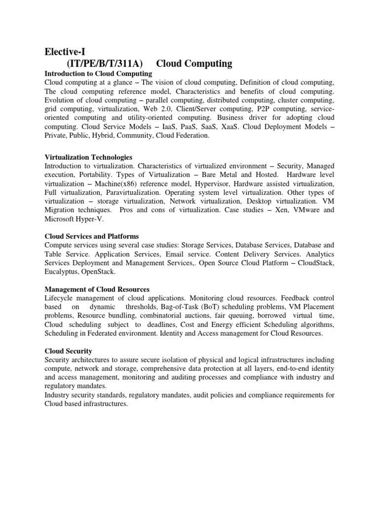 Syllabus Cloud Computing44x4dn | PDF | Virtualization | Cloud Computing Syllabus Cloud Computing44x4dn | PDF | Virtualization | Cloud Computing