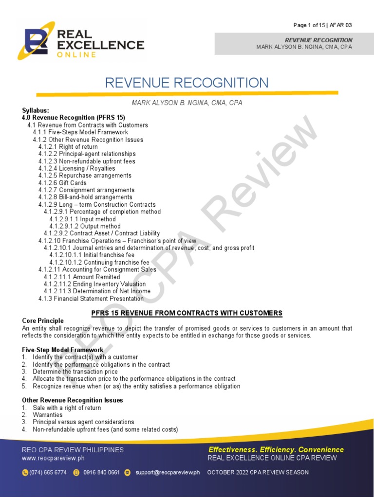 AFAR 3 - Revenue Recognition | PDF | Franchising | Coupon
