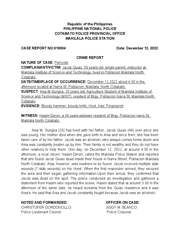 Parricide Case Report | PDF