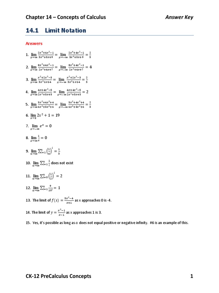 Answer Key - CK-12 Chapter 14 PreCalculus Concepts | PDF | Speed | Slope