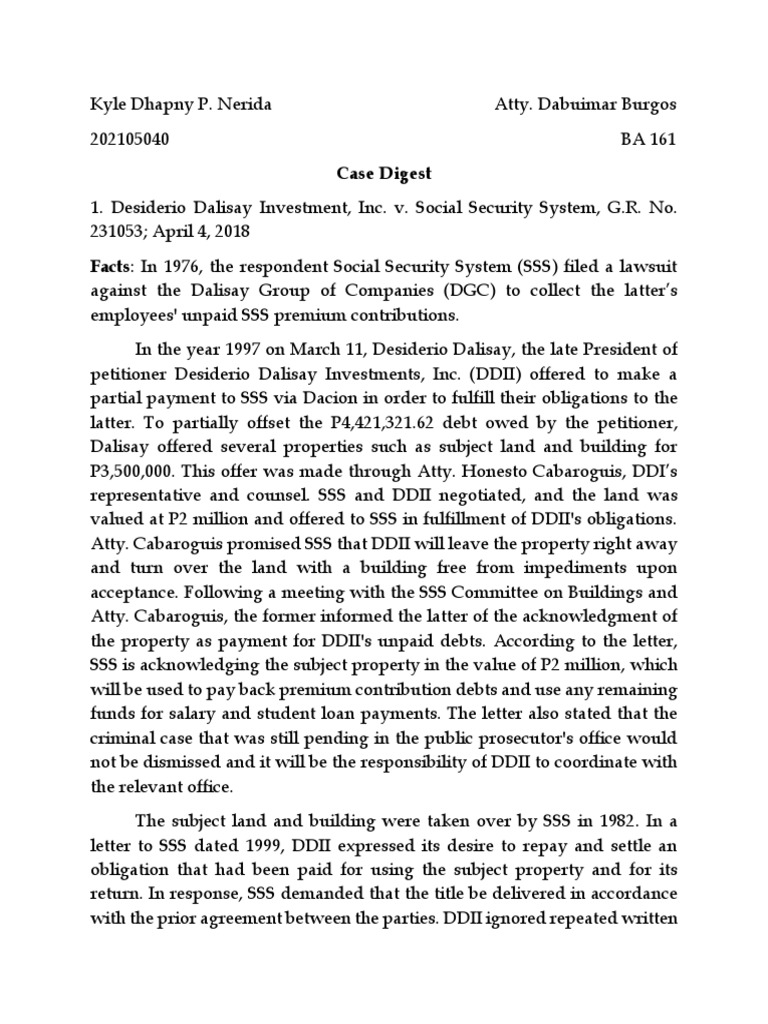 Analysis of Three Case Digests Regarding Issues of Contract Law ...