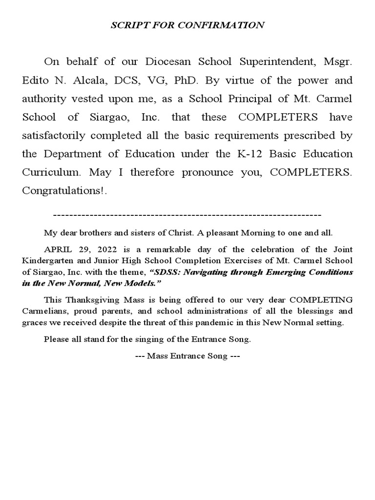 Script For Confirmation | PDF