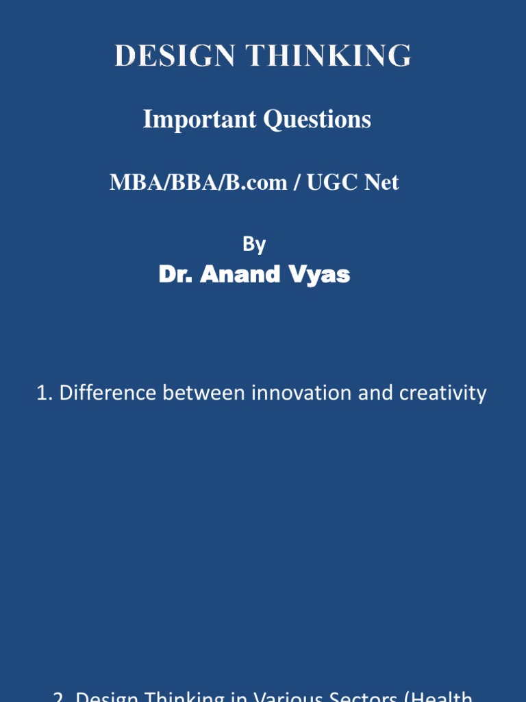 Important Questions DESIGN THINKING | PDF