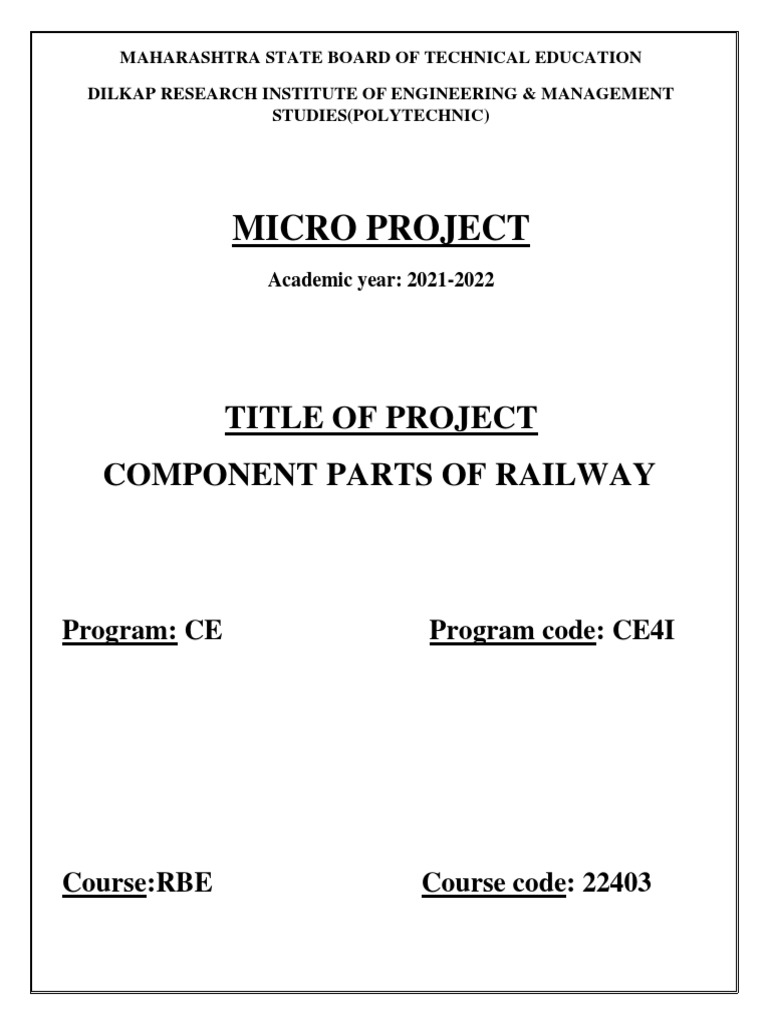 RBE Micro Project | PDF | Civil Engineering | Rail Infrastructure
