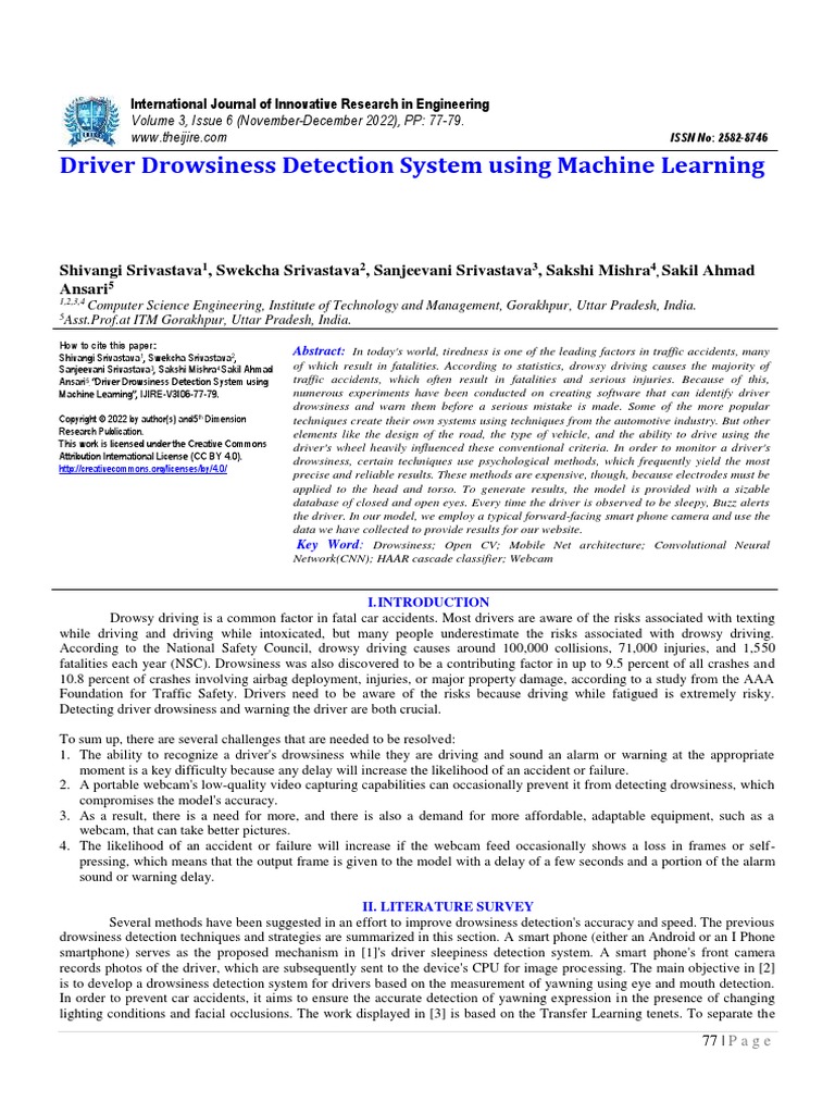 Driver Drowsiness Detection System Published Review Paper | PDF ...