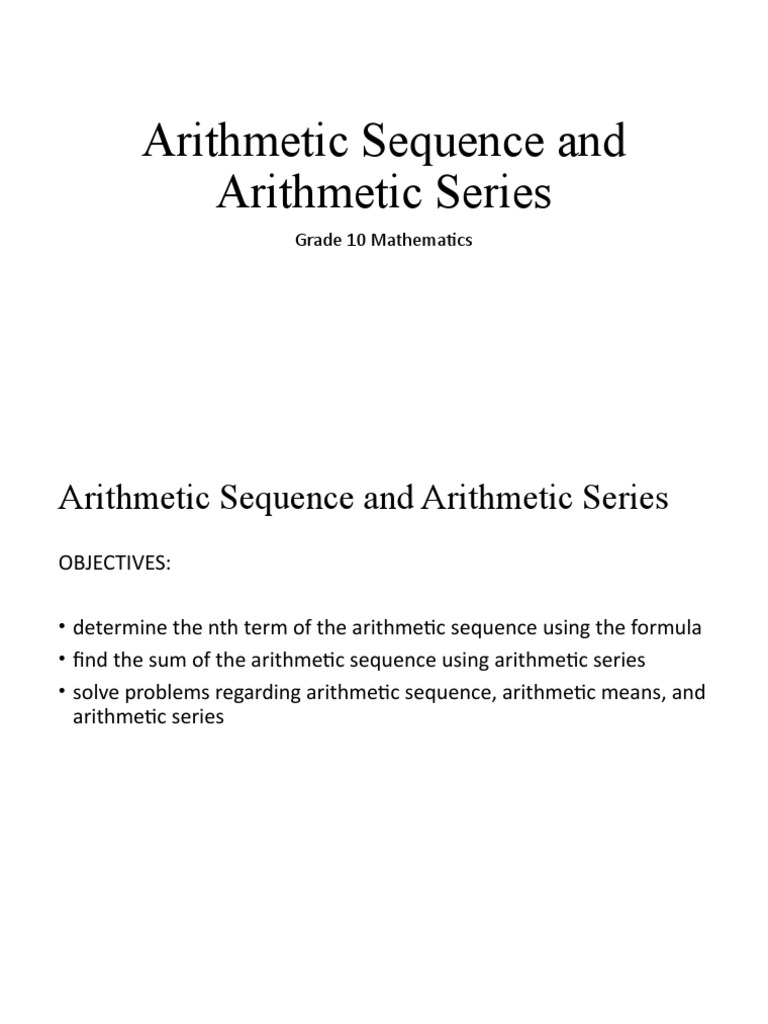 Arithmetic Sequence and Arithmetic Series | PDF
