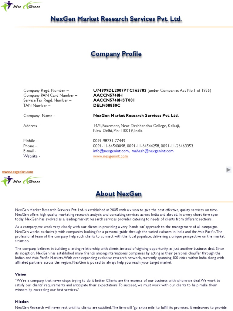 NexGen Company Profile | PDF | Marketing Research | Qualitative Research