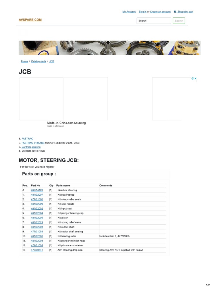 JCB Steering Parts | PDF