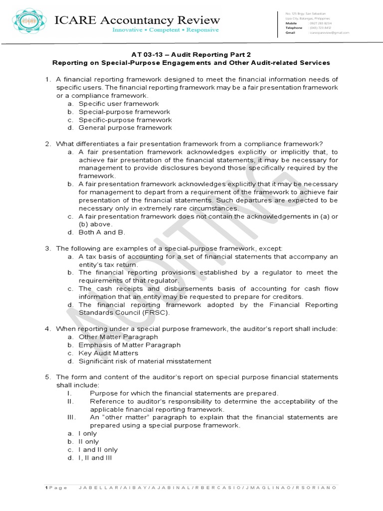Special-Purpose Audit Reporting Guide | PDF | Financial Audit | Auditor ...