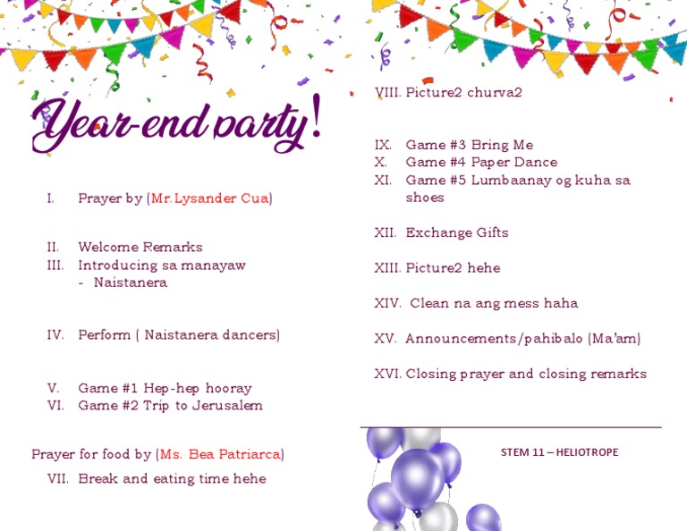 Year End Party (Program Flow) | PDF | Art