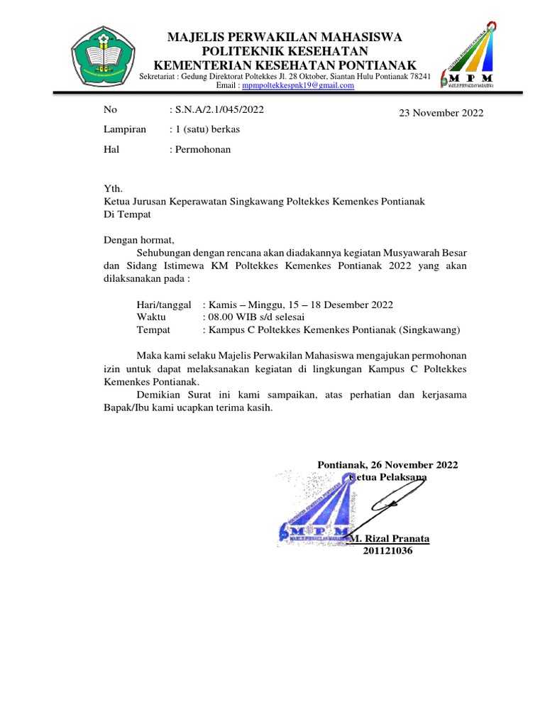 Surat Permohonan Kampus C | PDF
