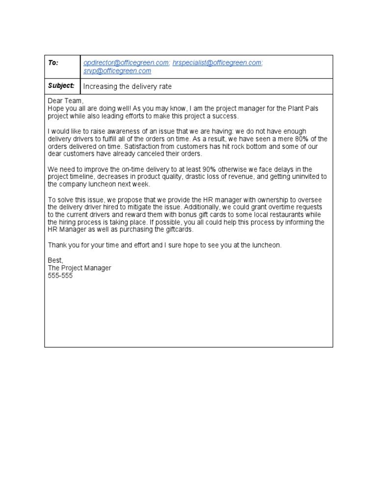 Activity Template - Escalation Email | PDF