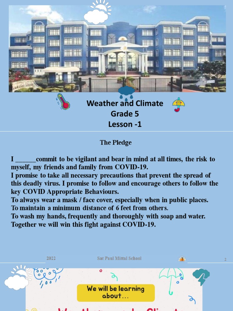 V SST WEATHER AND CLIMATE LESSON-1 N 2, 2022 | PDF | Weather | Climate