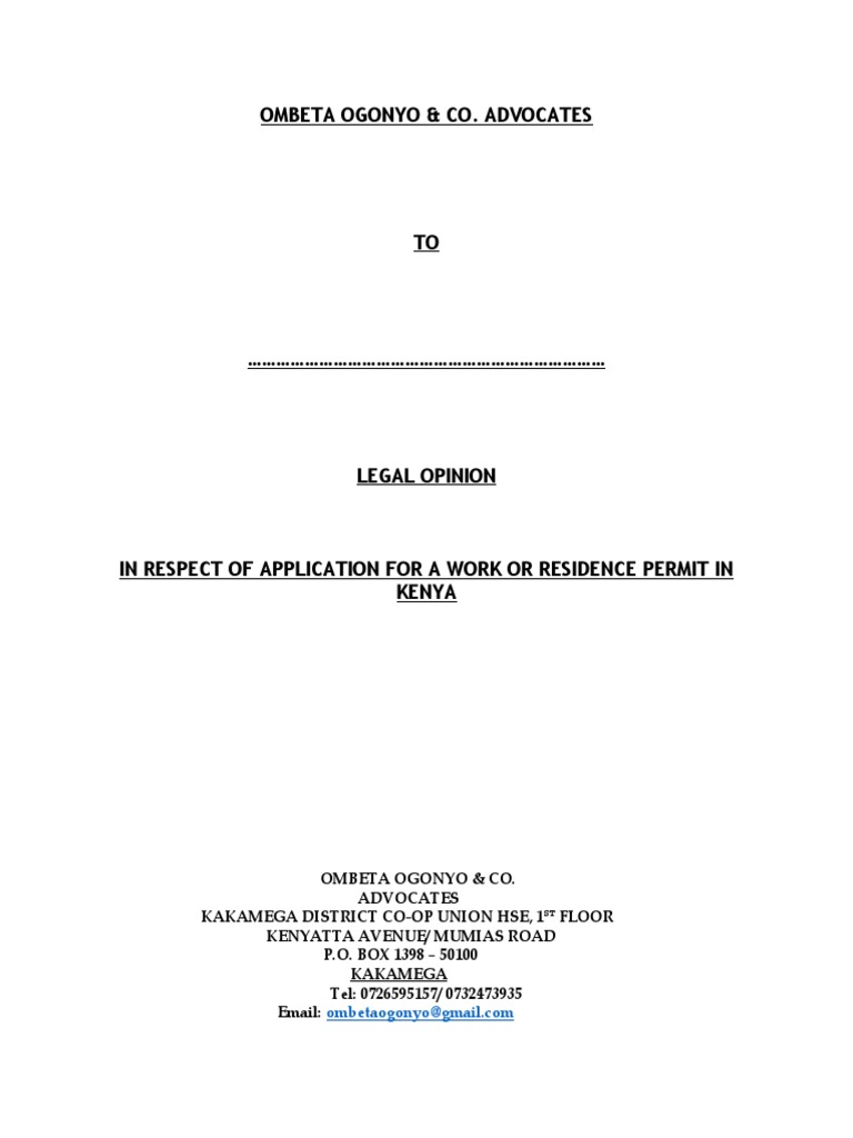 Work & Residence Permit Guide for Kenya | PDF | Taxes | Investor