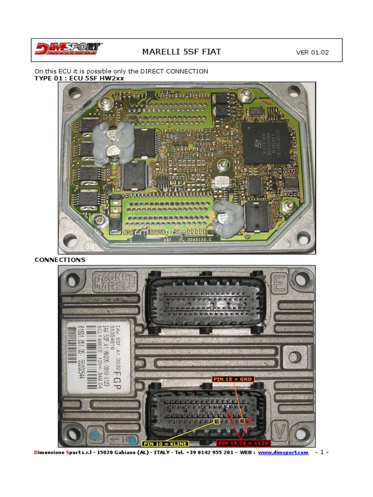 Marelli 5SF ECU Pinout Guide | PDF | Computers
