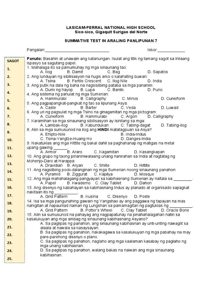 Q2 1ST Sum Ap7 | PDF
