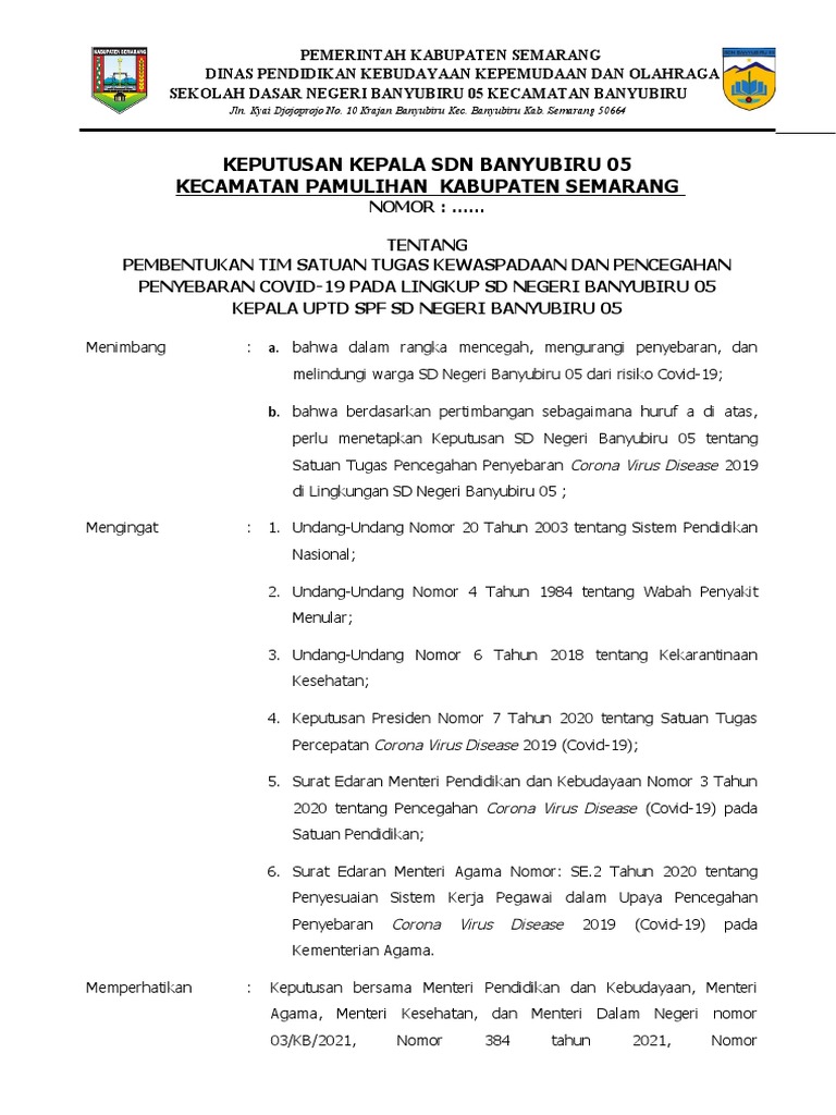 Sk Tim Satgas Penanganan Covid 19 Pdf