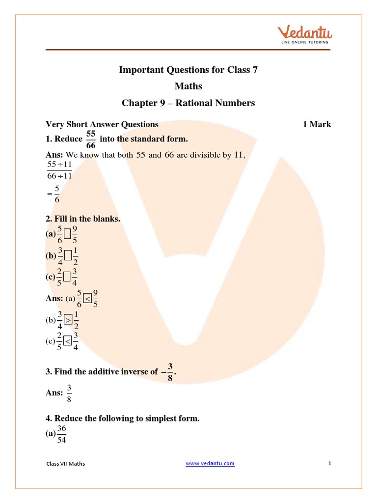 Class 7 Maths: Rational Numbers | PDF | Teaching Methods & Materials