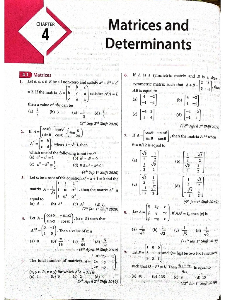 Matrices and Determinants | PDF