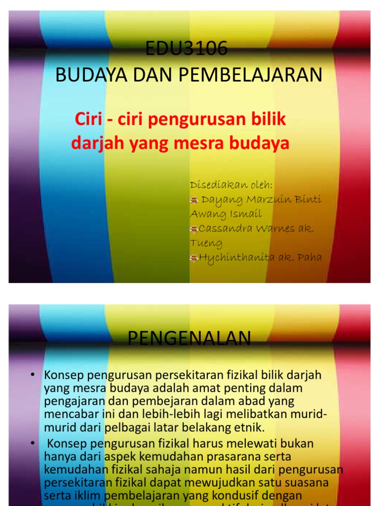 EDU3106 Bilik Darjah Mesra Budaya | PDF | Karier & Perkembangan | Ilmu Sosial