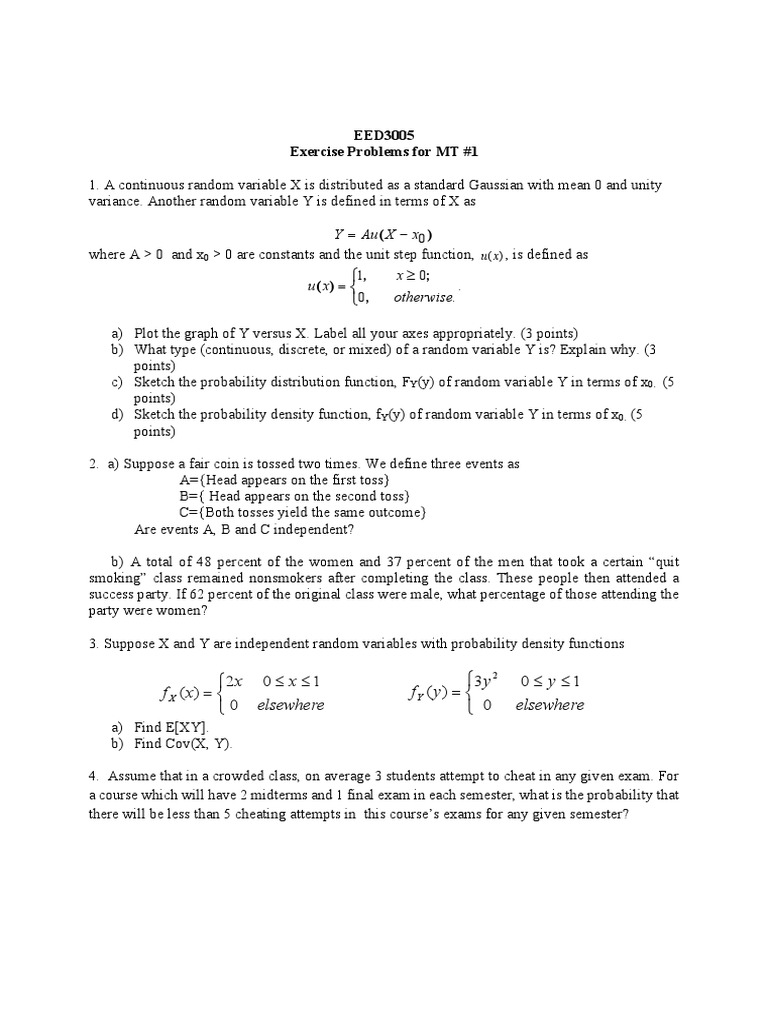 Exercise+Problems+for+MT 1 | PDF | Probability Density Function ...