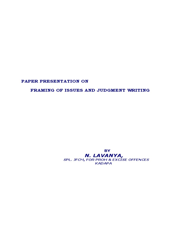 FRAMING of ISSUES in Writing Judgment - by Ms N Lavanya | Download Free ...